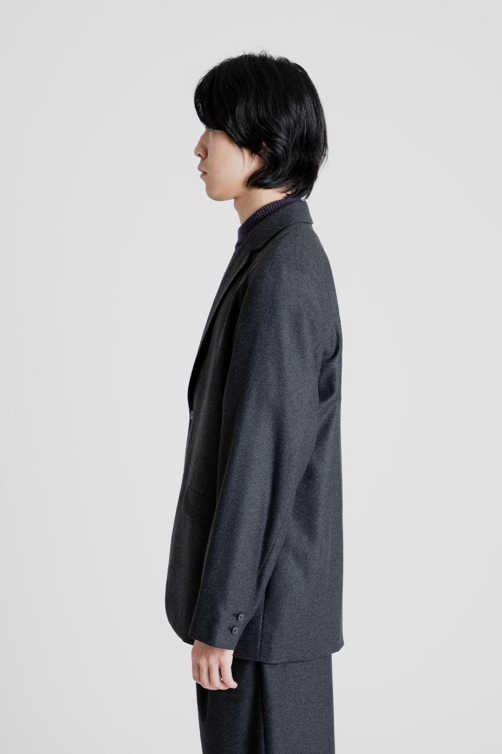 Aton Merino College Flannel Tailored Jacket in Charcoal Gray | Wallace ...