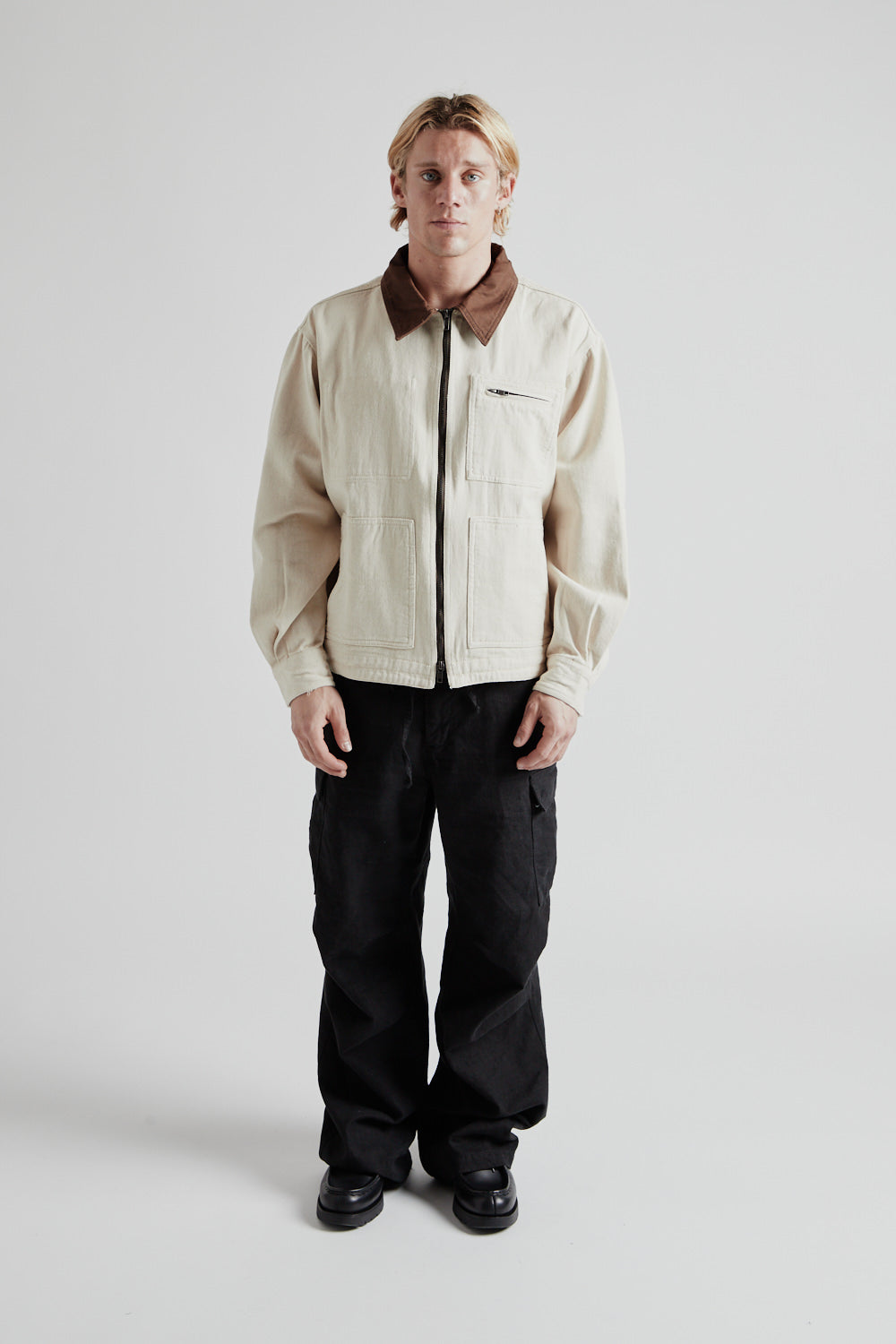 Frizmworks Denim Zip Up Work Jacket - Natural | Wallace Frizmworks Denim Zip Up Work Jacket - Natural | Wallace