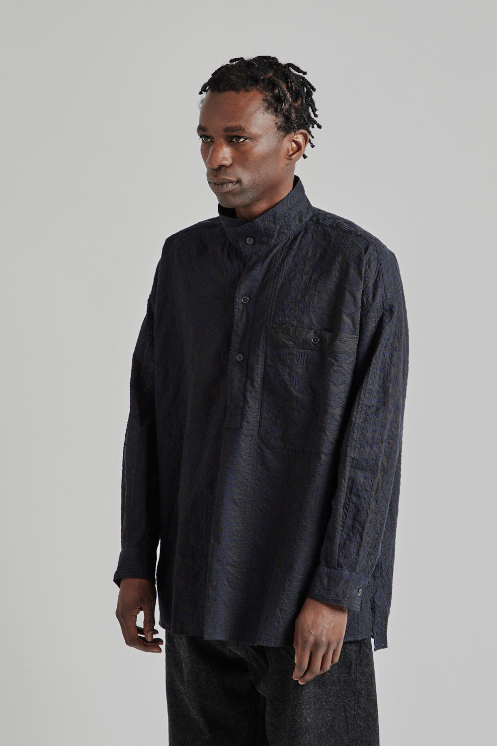 Kaptain Sunshine Stand Collar Smock - Navy Black | Wallace Mercantile ...