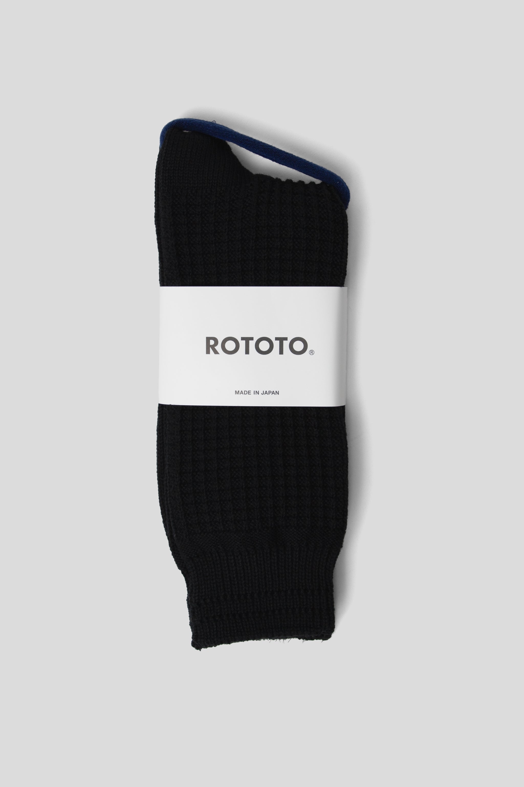 Rototo Cotton Waffle Crew Socks - Black | Wallace Mercantile Shop