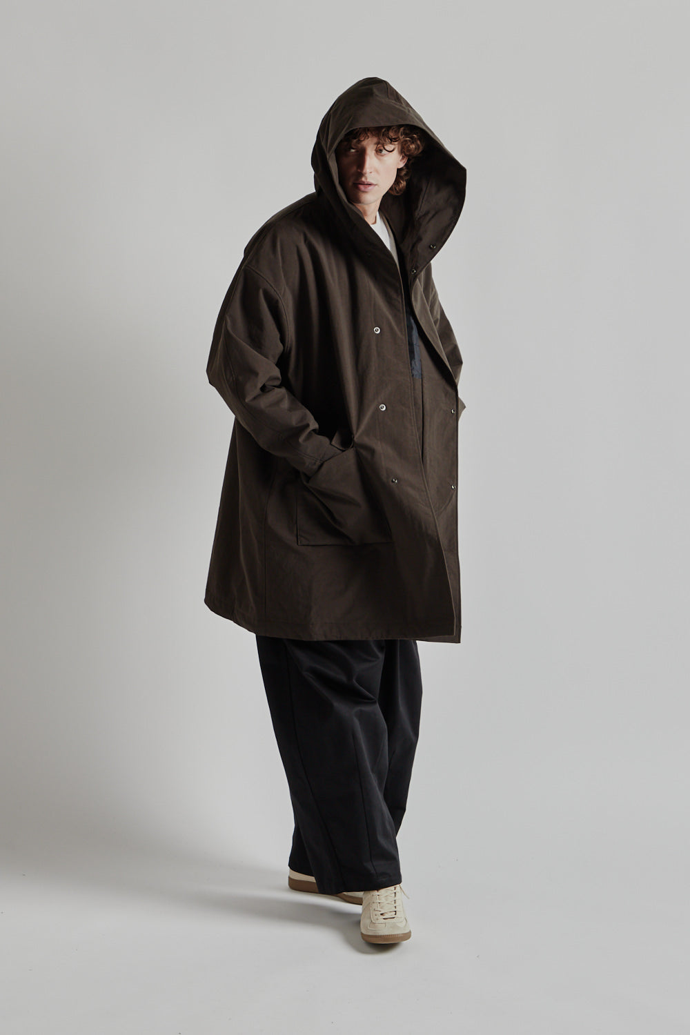 Still by Hand Nylon OX Hooded Coat - Brown | Wallace Mercantile Shop