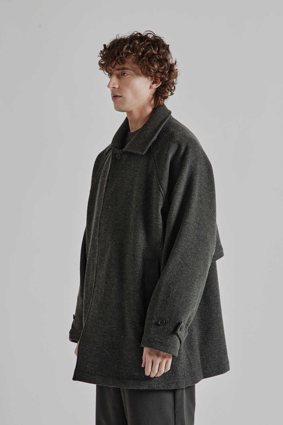 Still by Hand Wool/Nylon Half Coat - Khaki Gray | Wallace Mercantile S ...