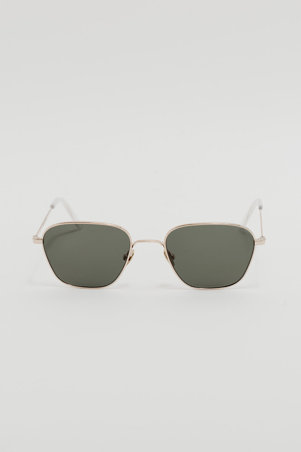 Monokel Otis Sunglasses in Gold with Green Solid Lens | Wallace Mercan